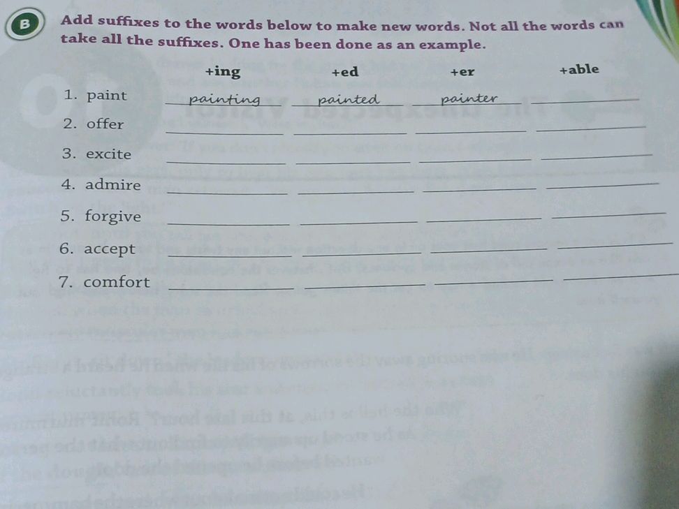 Add suffixes to the words below to make new | StudyX