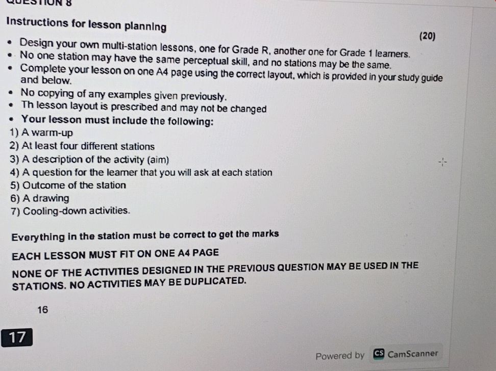 Instructions for lesson planning * Design | StudyX