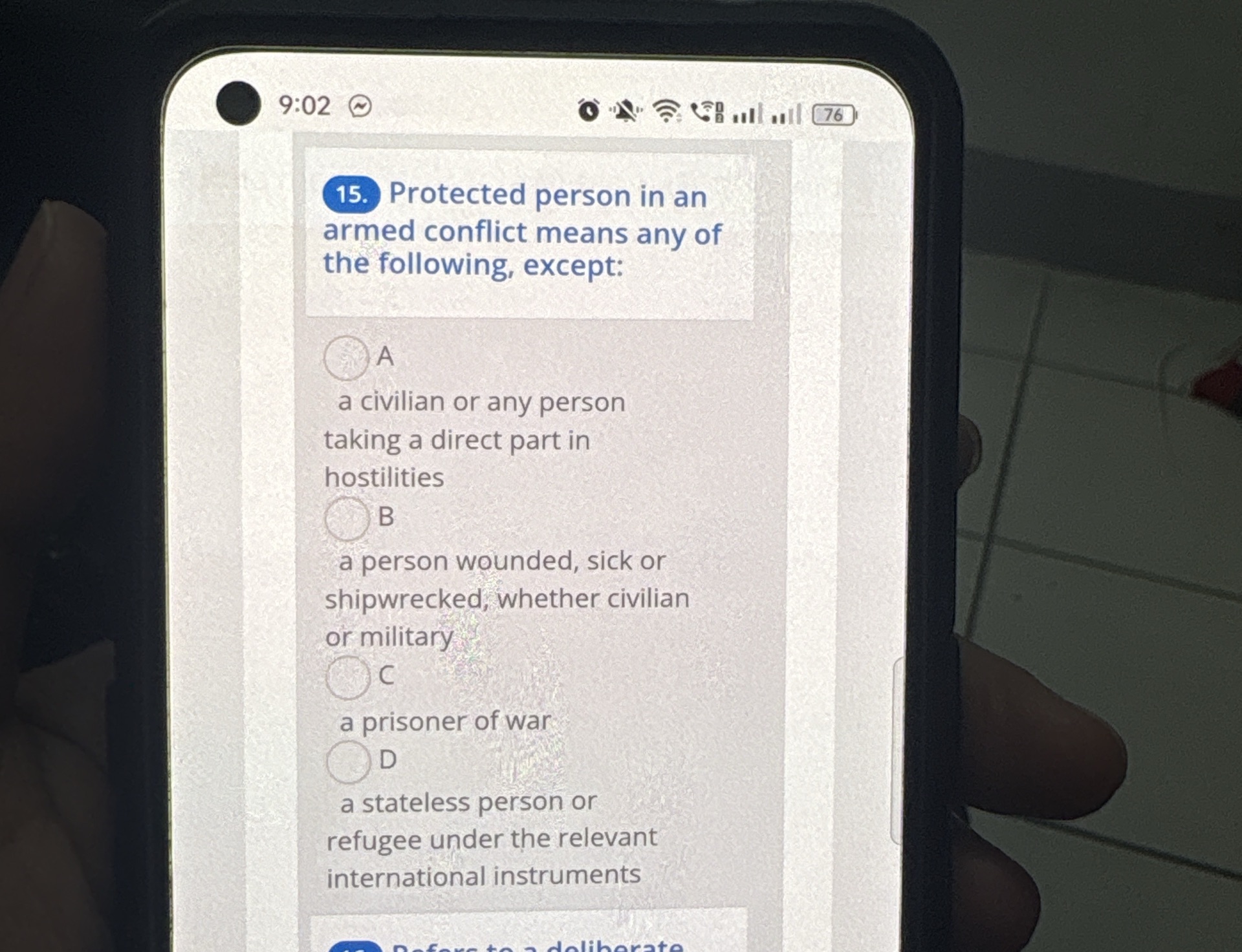 15. Protected person in an armed conflict | StudyX