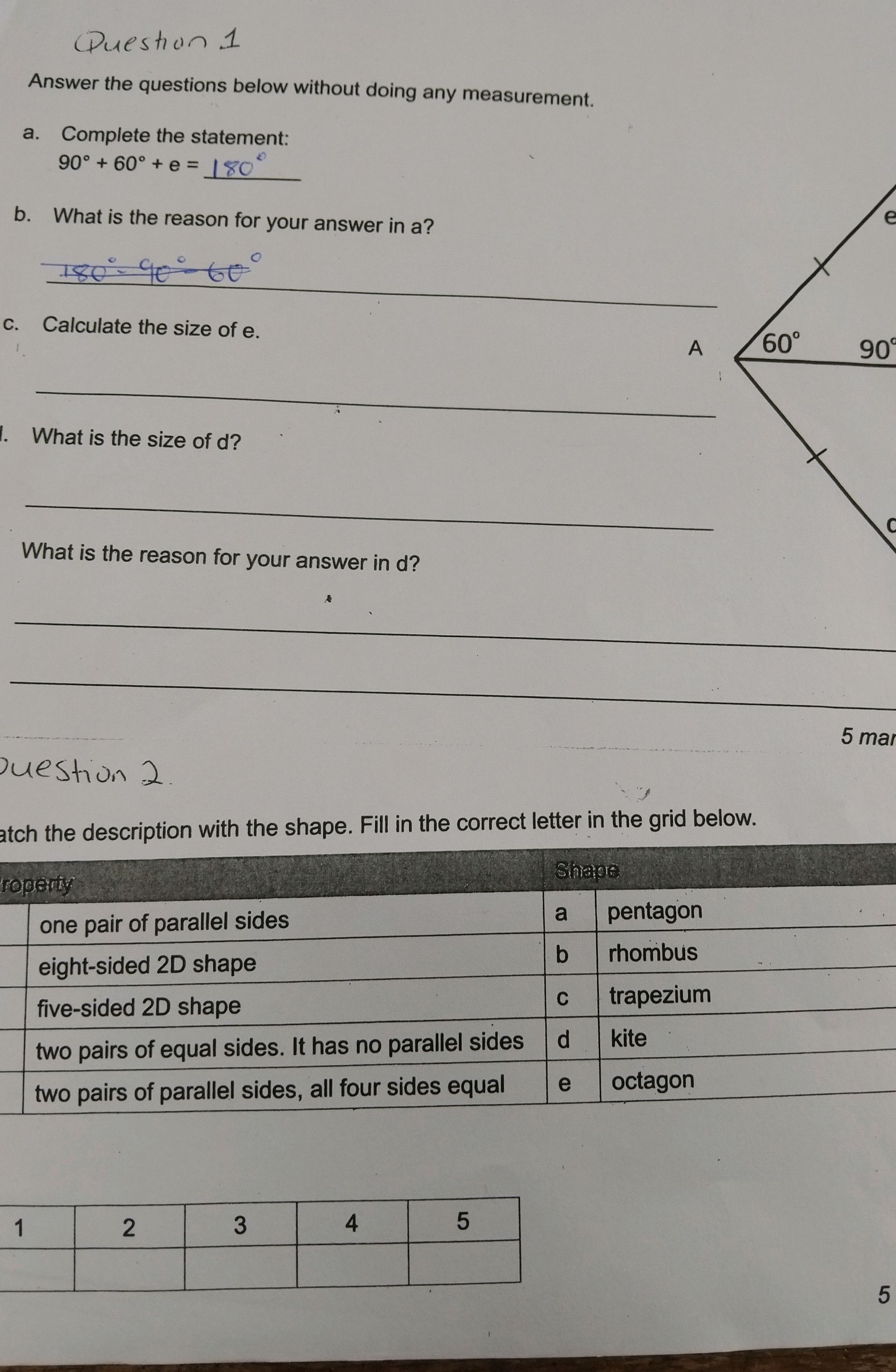 Question 1 Answer the questions below | StudyX