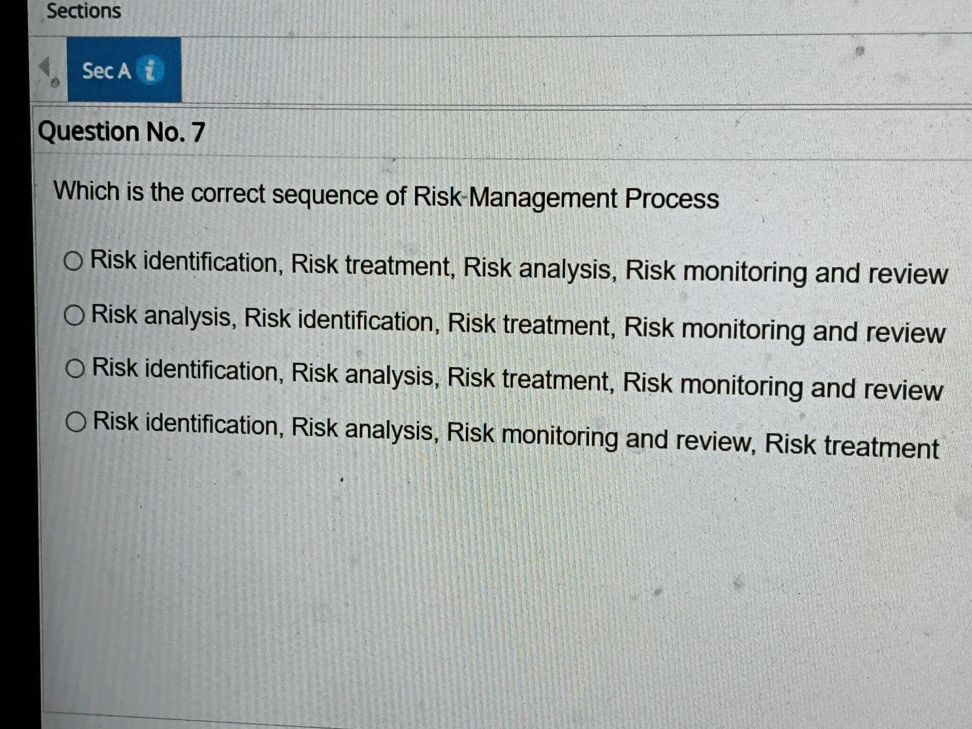 Which is the correct sequence of Risk
