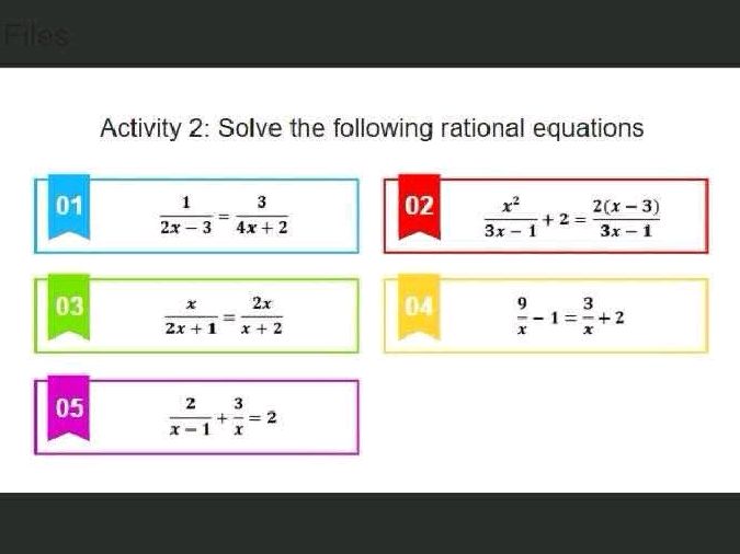 Activity 2: Solve the following rational | StudyX