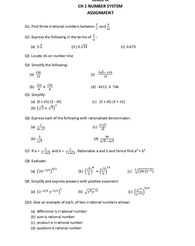 Q1. Find three irrational numbers between $ | StudyX