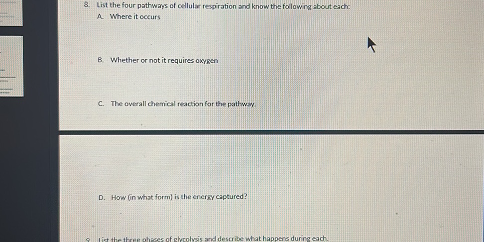 8. List the four pathways of cellular | StudyX