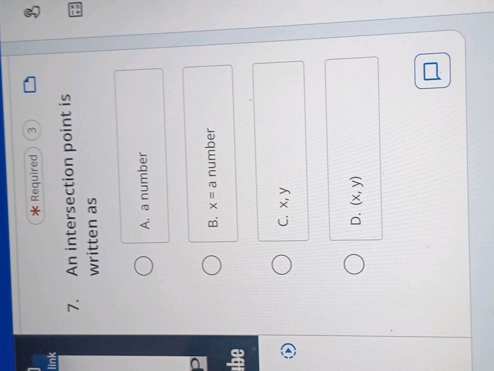 7. An intersection point is written as A. a | StudyX