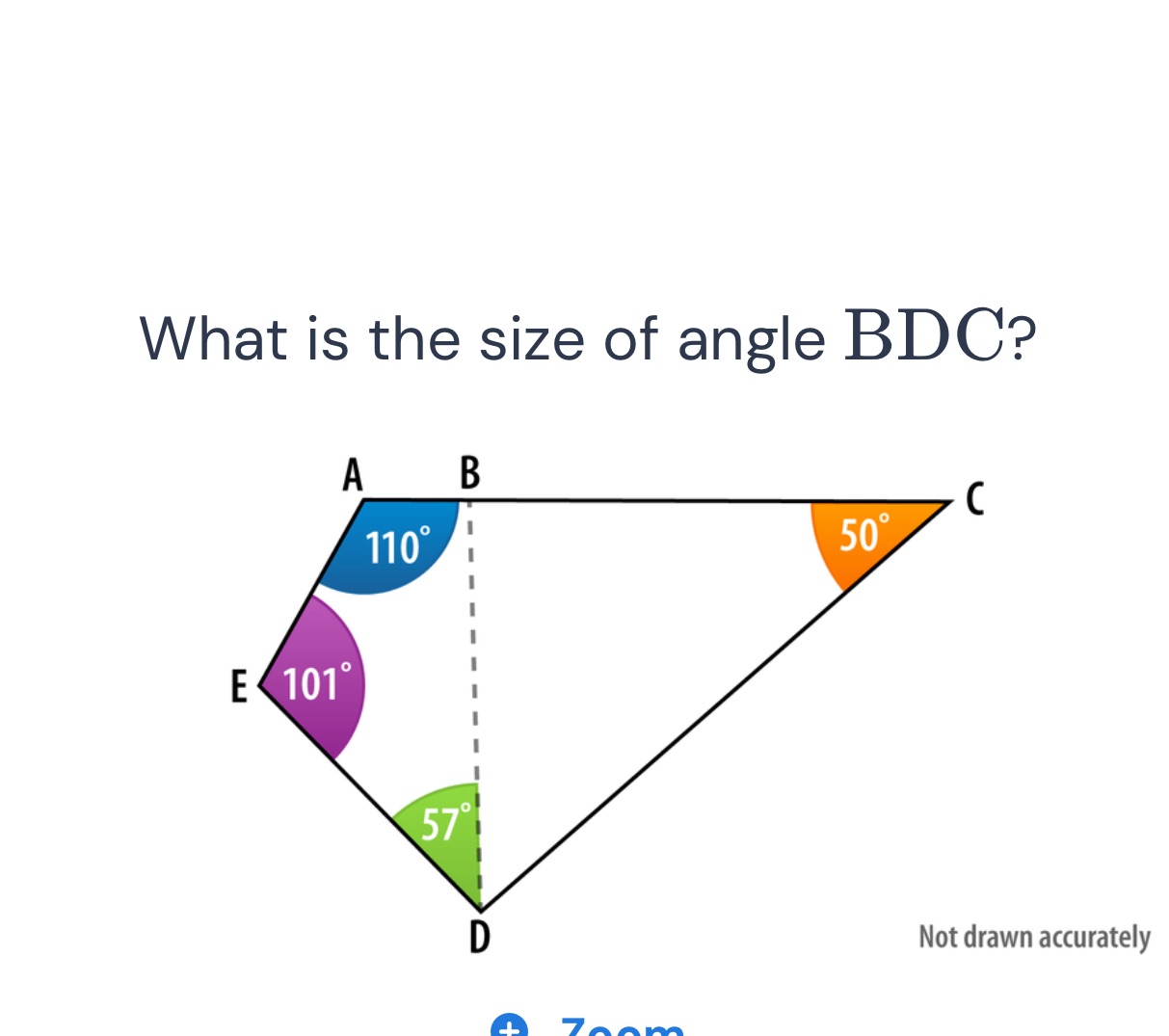 What is the size of angle BDC? In the | StudyX
