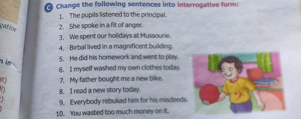 Change the following sentences into | StudyX