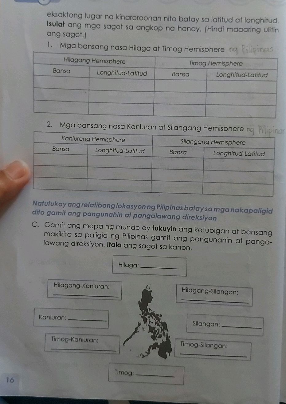 1. Mga bansang nasa Hilaga at Timog | StudyX