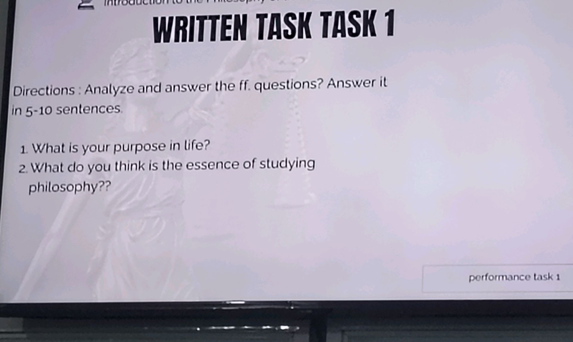 Directions: Analyze and answer the ff. | StudyX