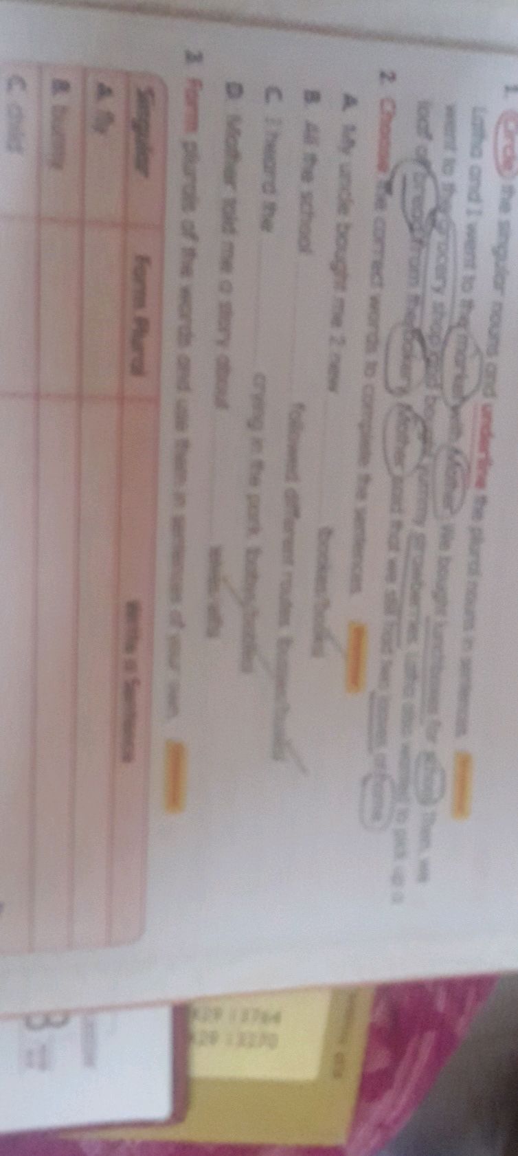 1. Circle the singular nouns and underline | StudyX