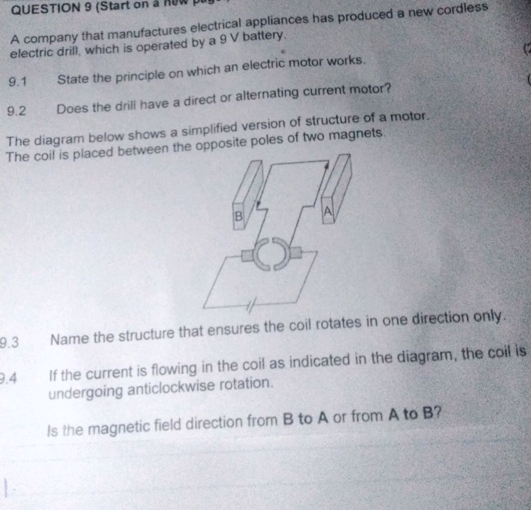 9.1 State the principle on which an electric | StudyX