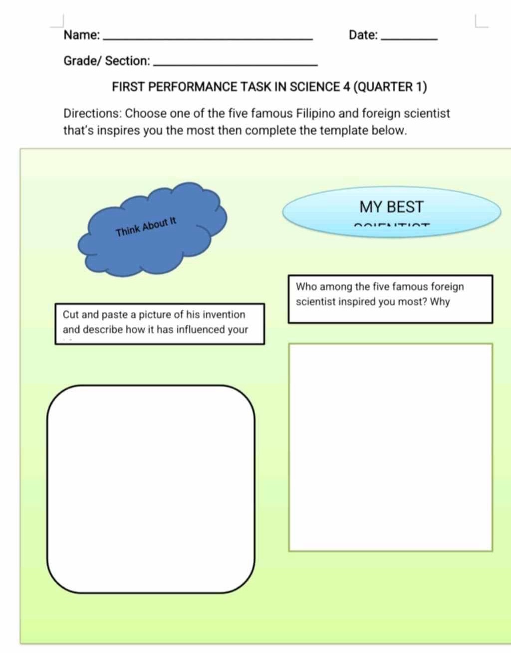 Name: _____ Date: _____ Grade/ Section: | StudyX
