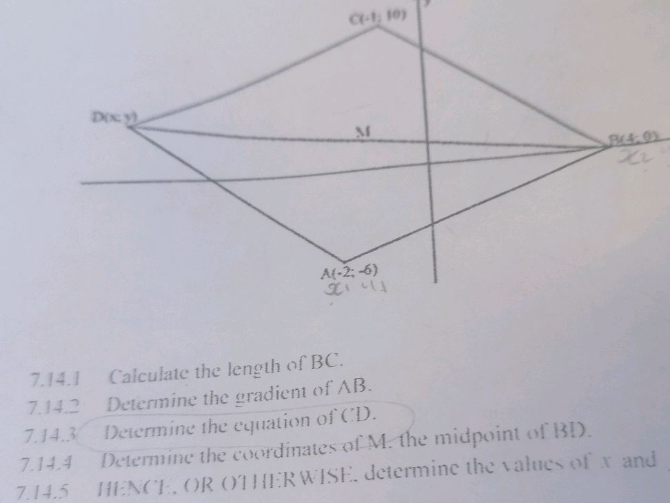 7.14.1 Calculate the length of BC. 7.14.2 | StudyX