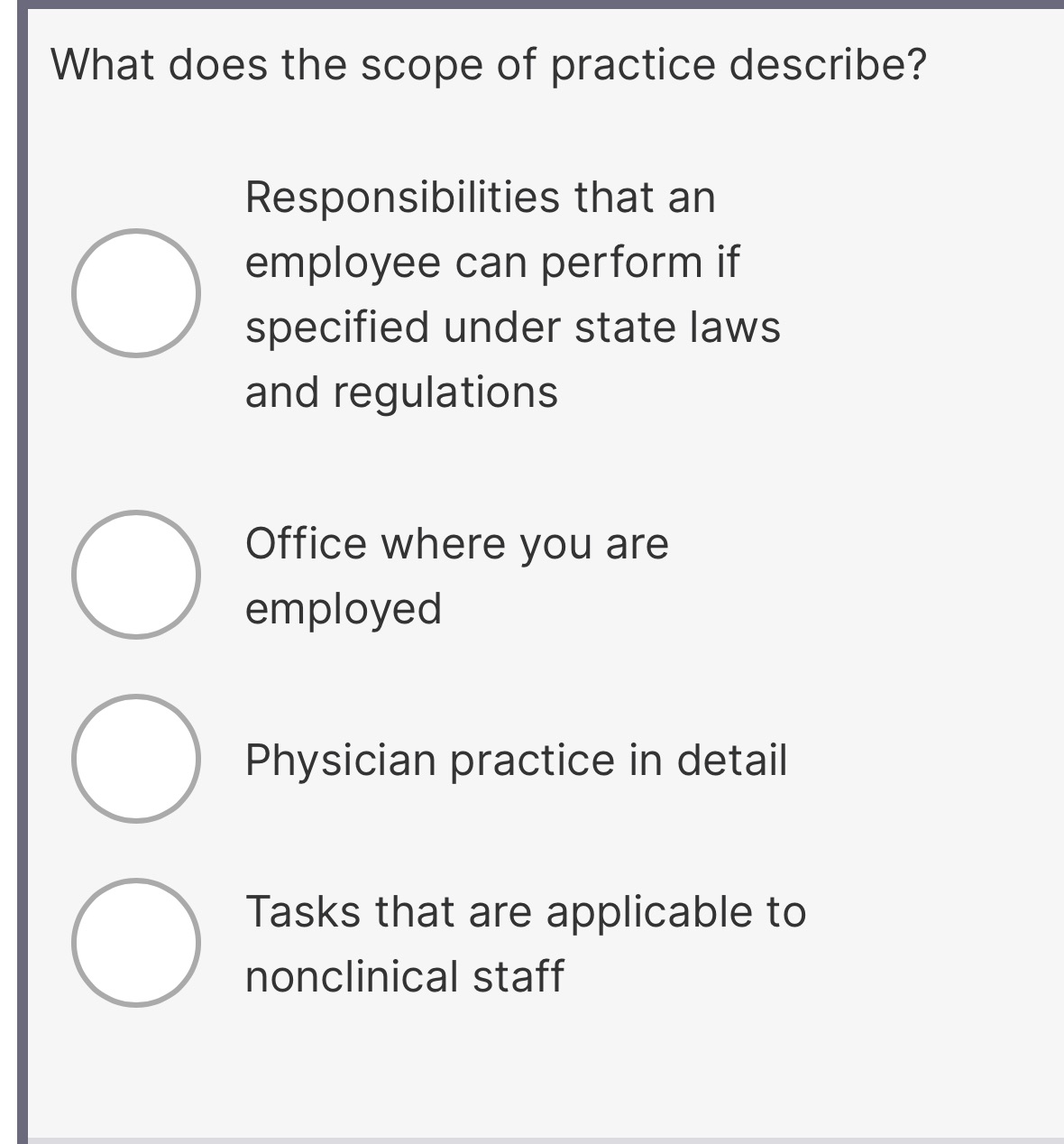 What does the scope of practice describe?