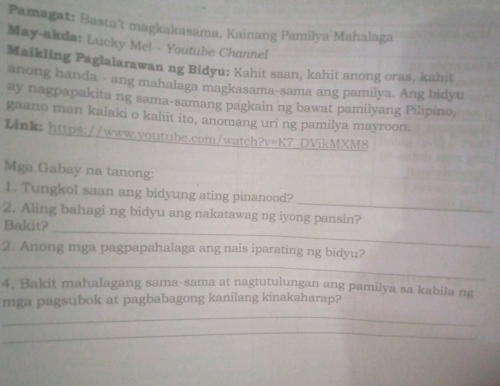 Mga Gabay na tanong: 1. Tungkol saan ang | StudyX