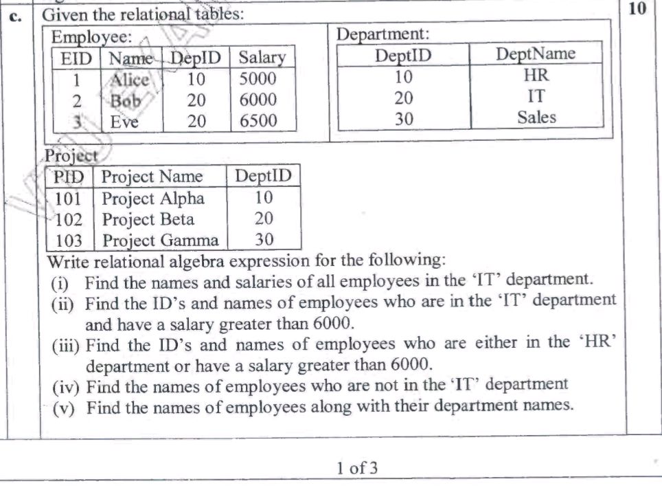 Given the relational tables: Employee: | | StudyX