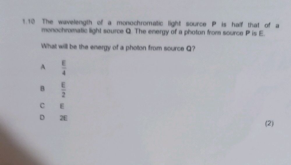 1.10 The wavelength of a monochromatic light | StudyX