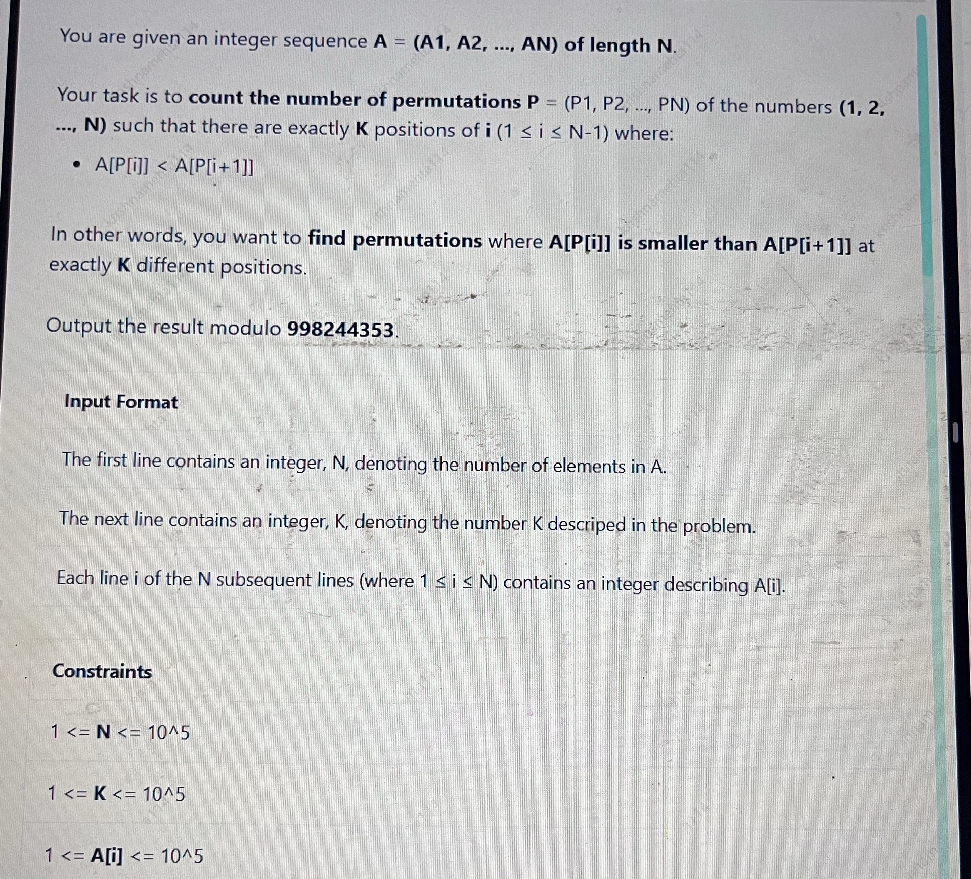 You are given an integer sequence A = (A1, | StudyX