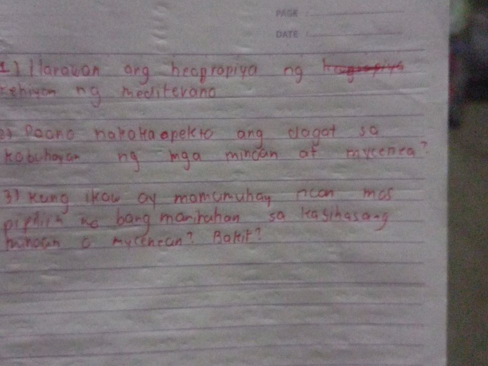 1) Ilarawan ang heograpiya ng rehiyon ng