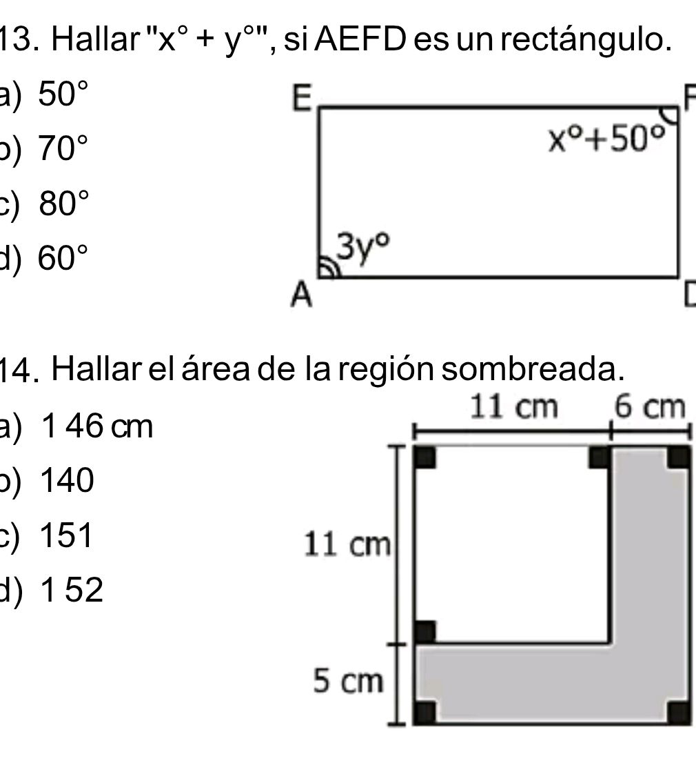 Hallar "x° + y°", si AEFD es un rectángulo.
