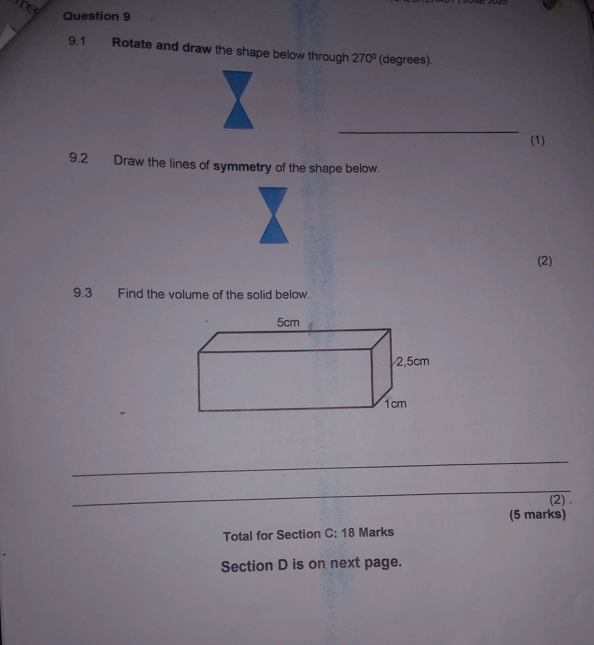 9.1 Rotate and draw the shape below through | StudyX