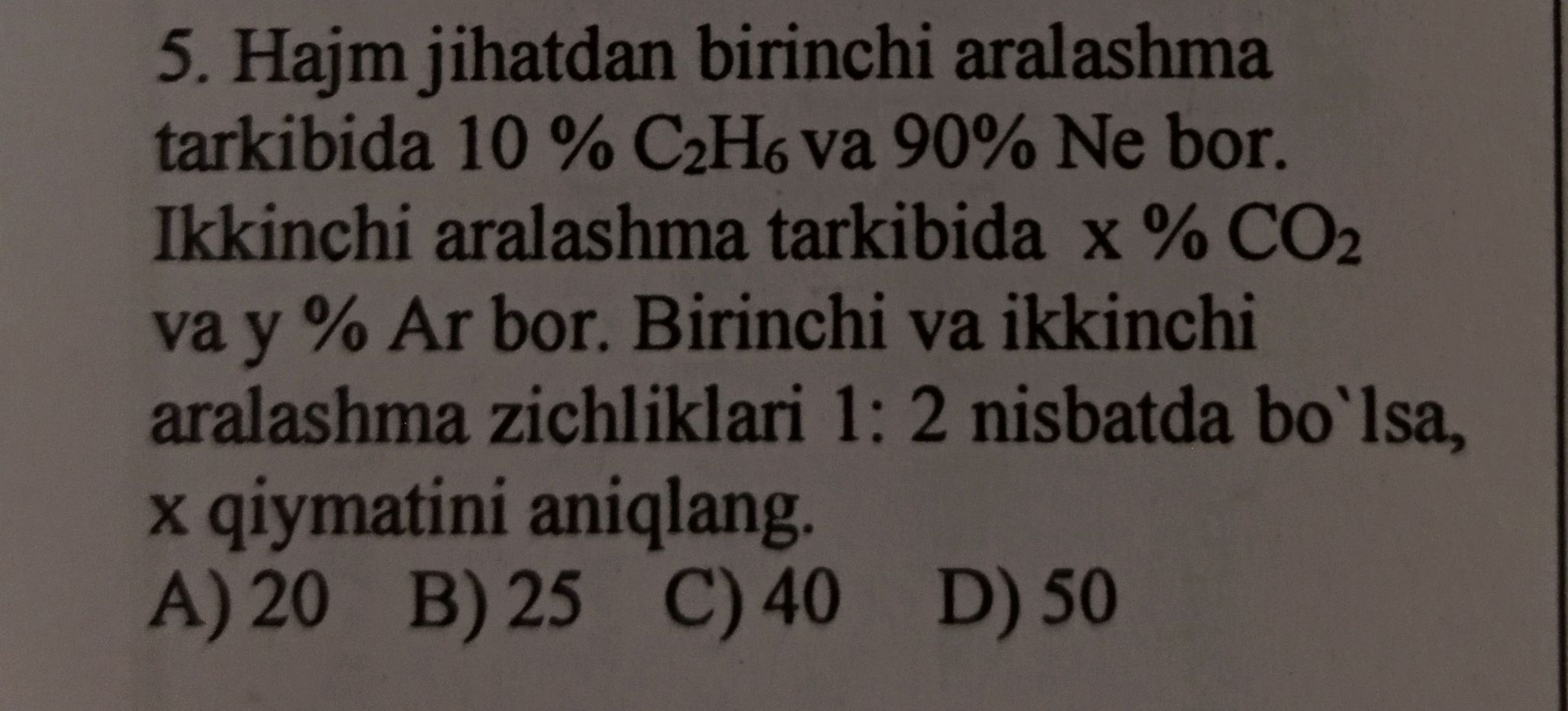 5. Hajm jihatdan birinchi aralashma | StudyX