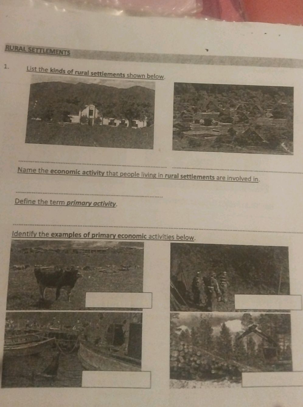 1. List the kinds of rural settlements shown | StudyX