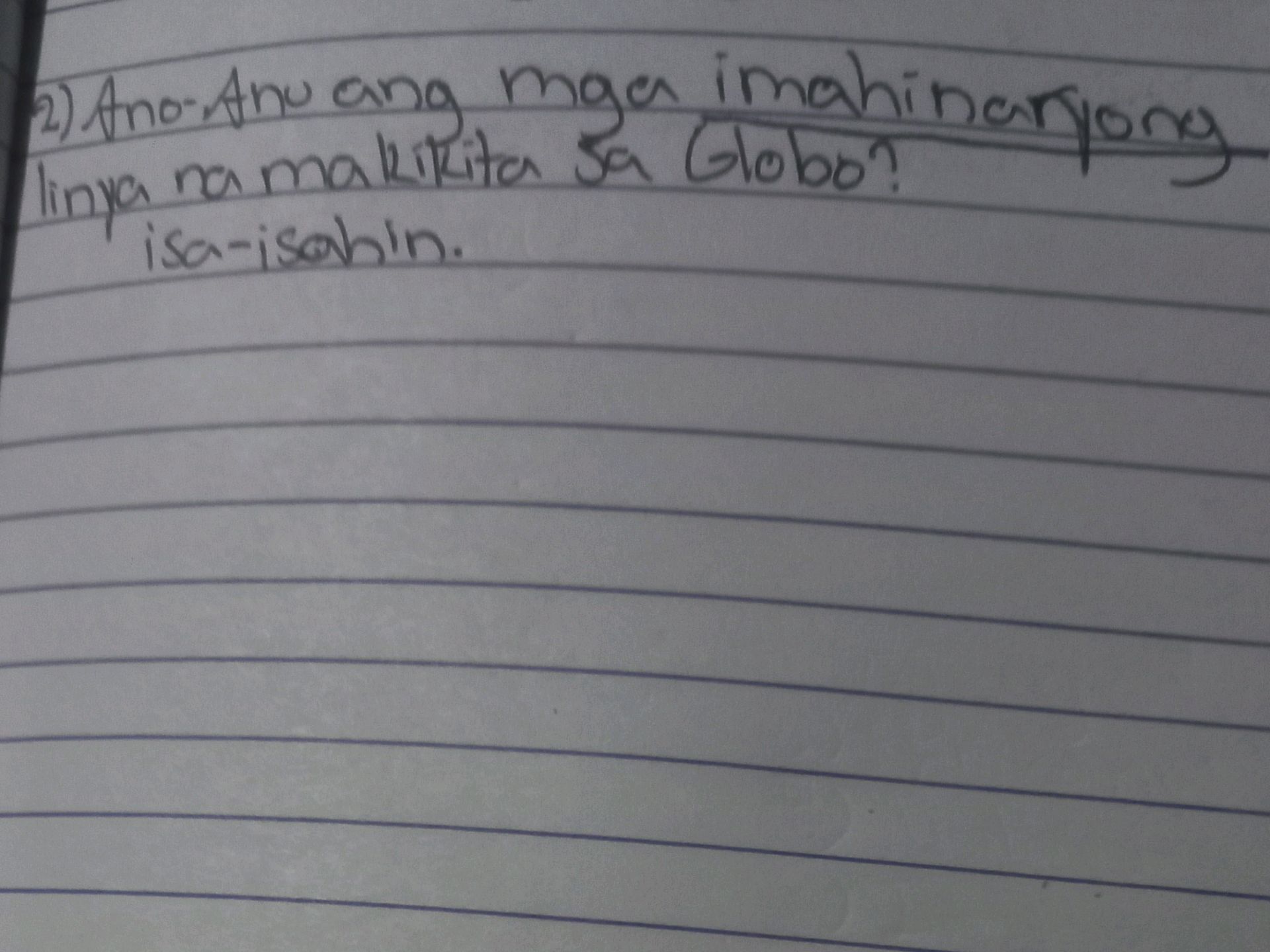 2) Ano-Anu ang mga imahinaryong linya na | StudyX
