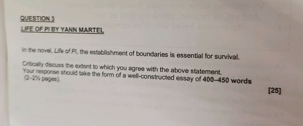 QUESTION 3 LIFE OF PI BY YANN MARTEL In the | StudyX