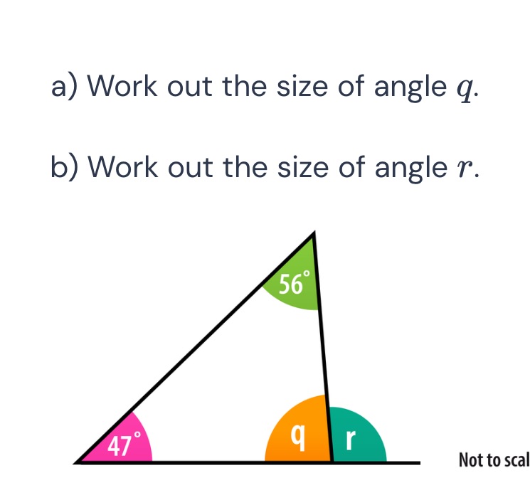 a) Work out the size of angle q. b) Work out