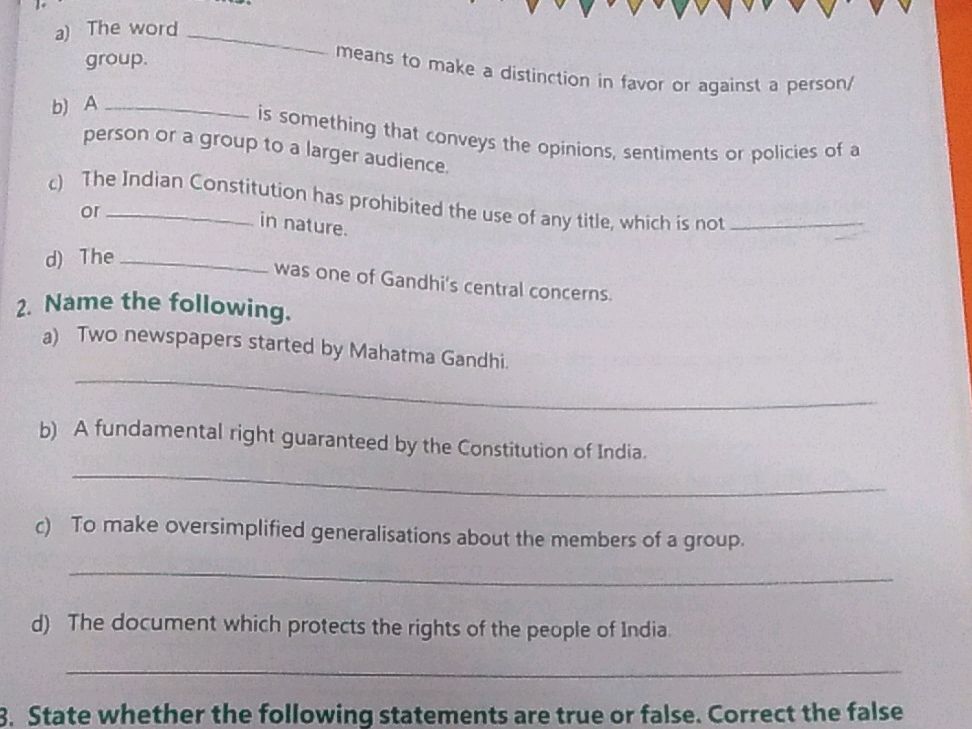 1. a) The word ______ means to make a | StudyX