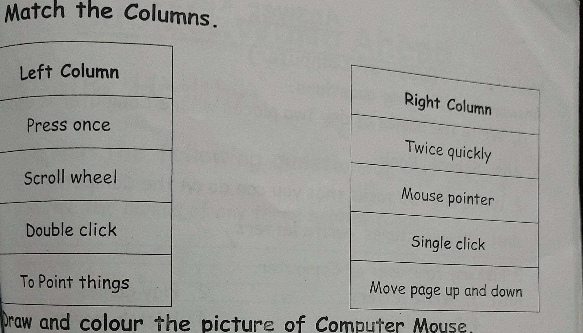 Match the Columns. | Left Column | Right | StudyX