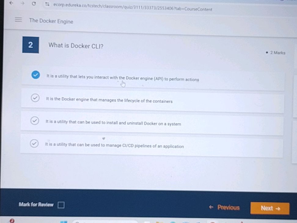 What is Docker CLI? It is a utility that | StudyX