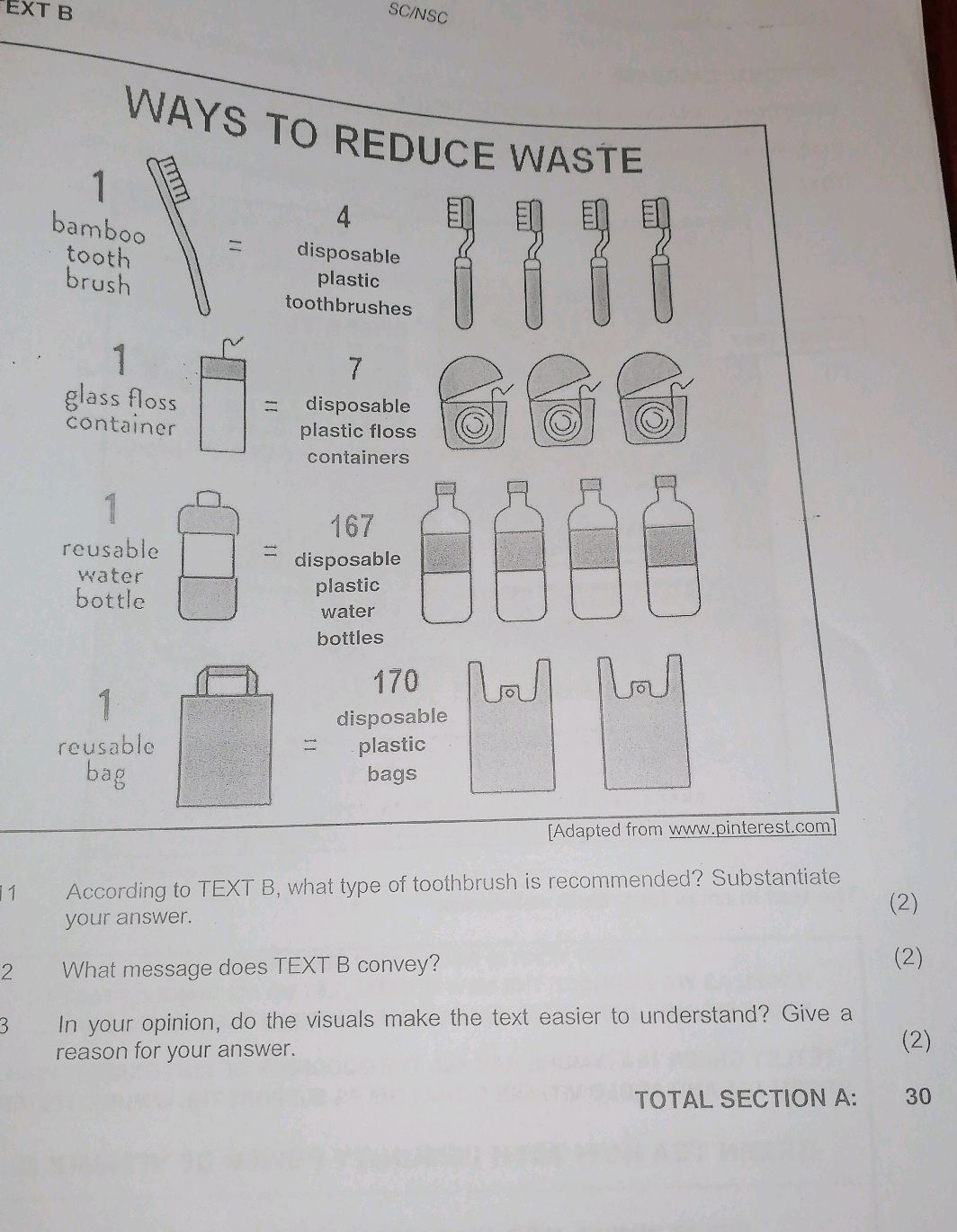 WAYS TO REDUCE WASTE 1 bamboo tooth brush = | StudyX