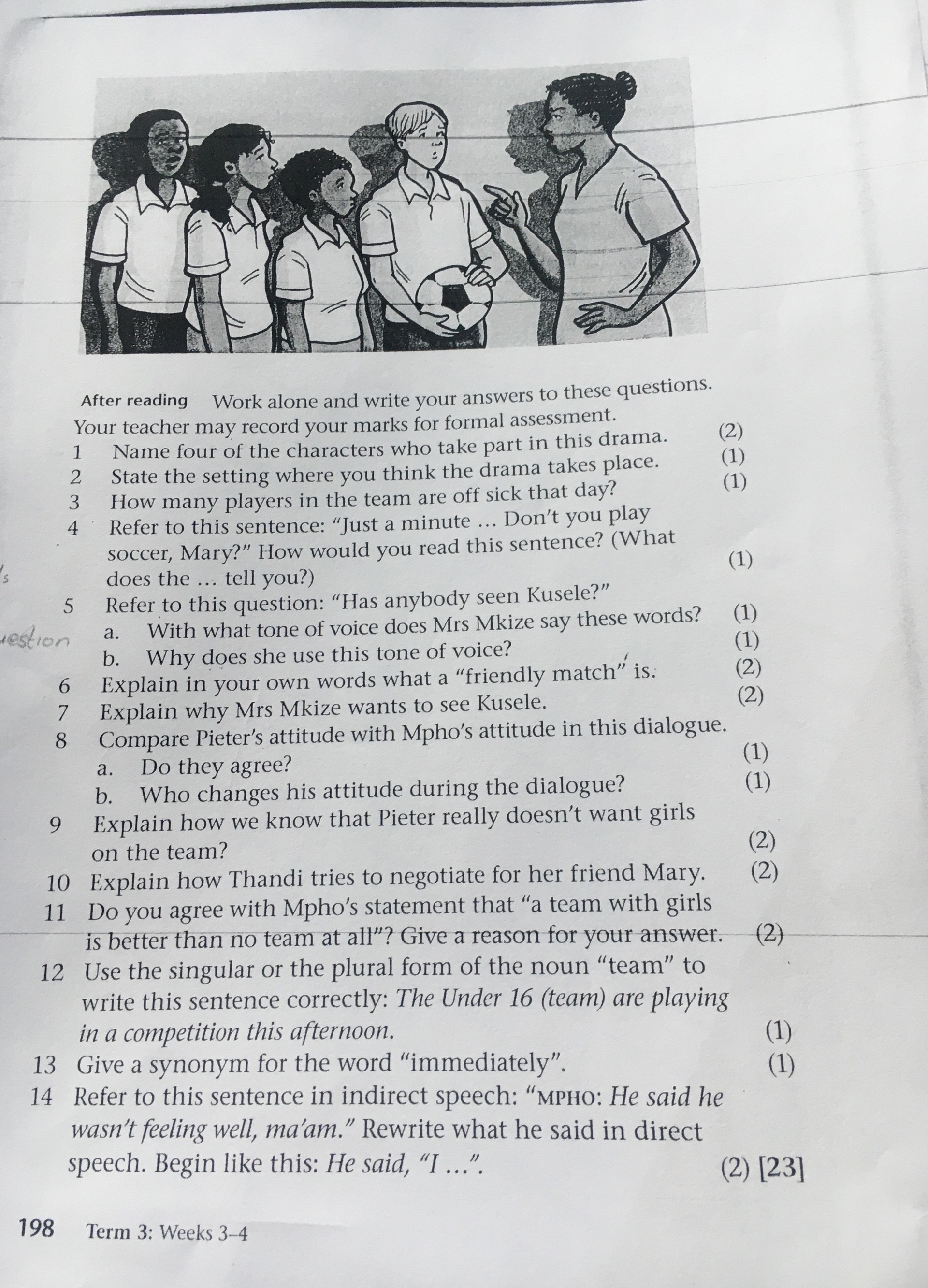 1. Name four of the characters who take part | StudyX