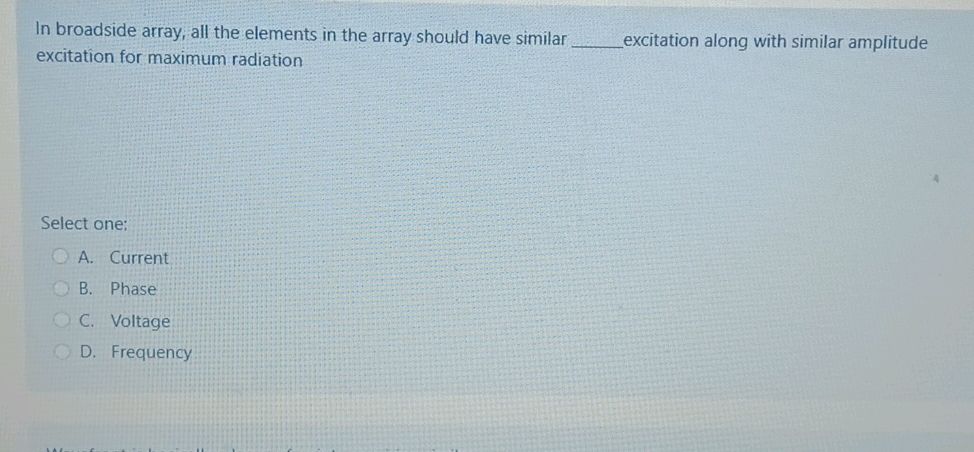In broadside array, all the elements in the | StudyX