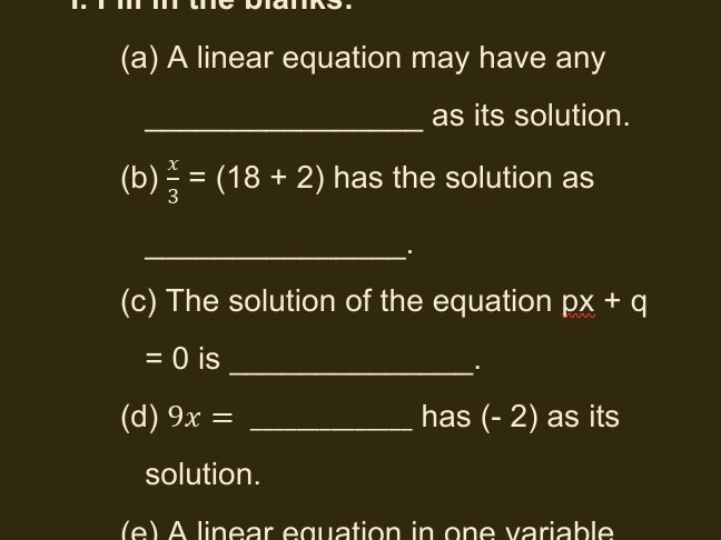 1. Fill in the blanks: (a) A linear | StudyX