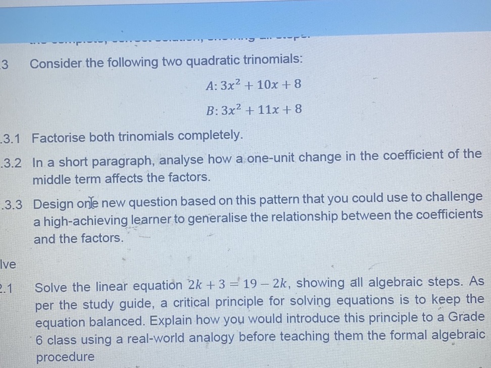 3 Consider the following two quadratic | StudyX