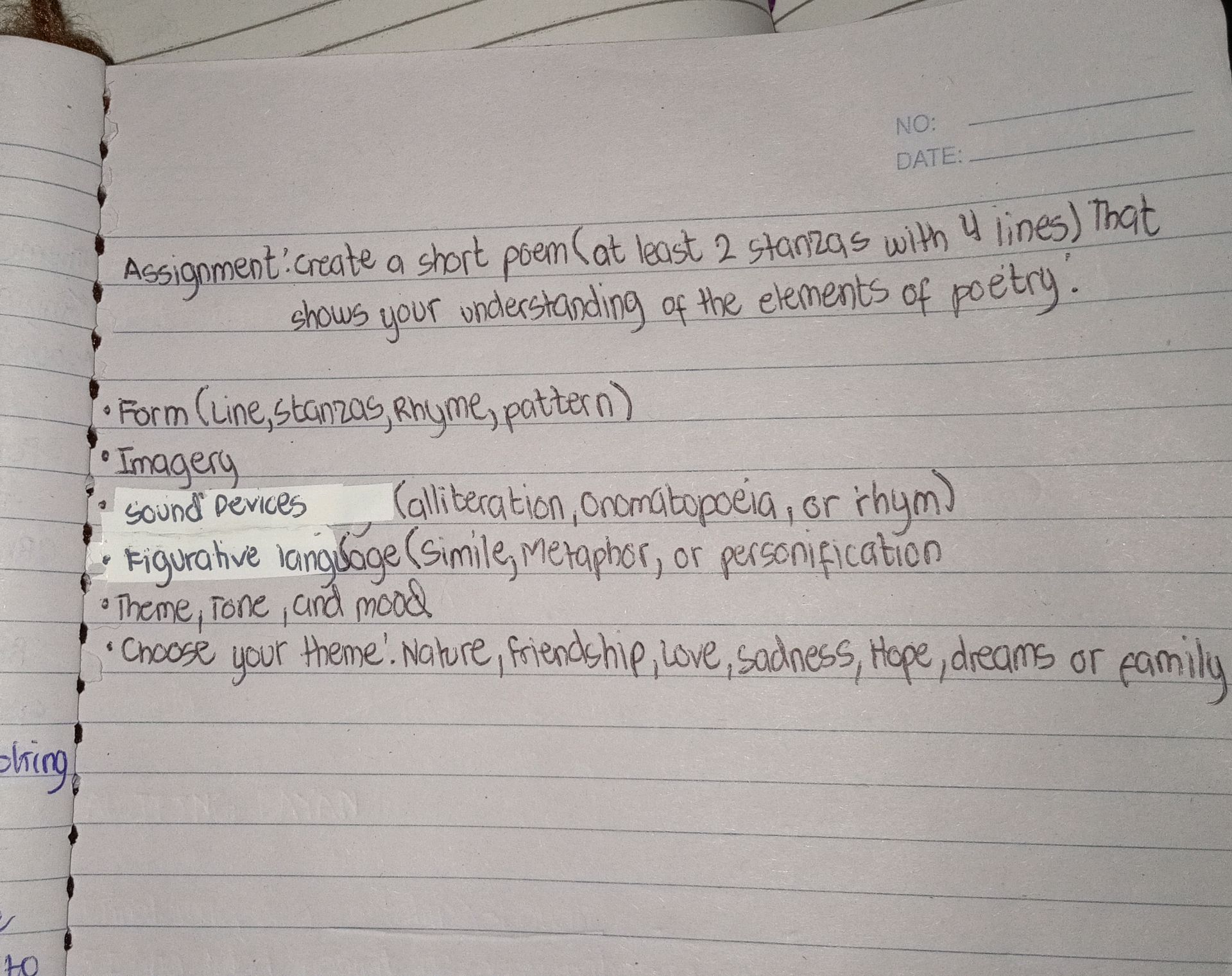 Assignment: create a short poem (at least 2 | StudyX