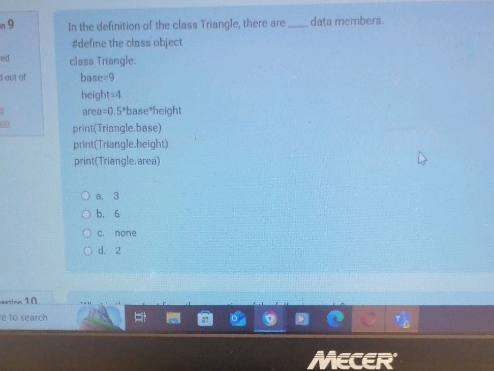 In the definition of the class Triangle,