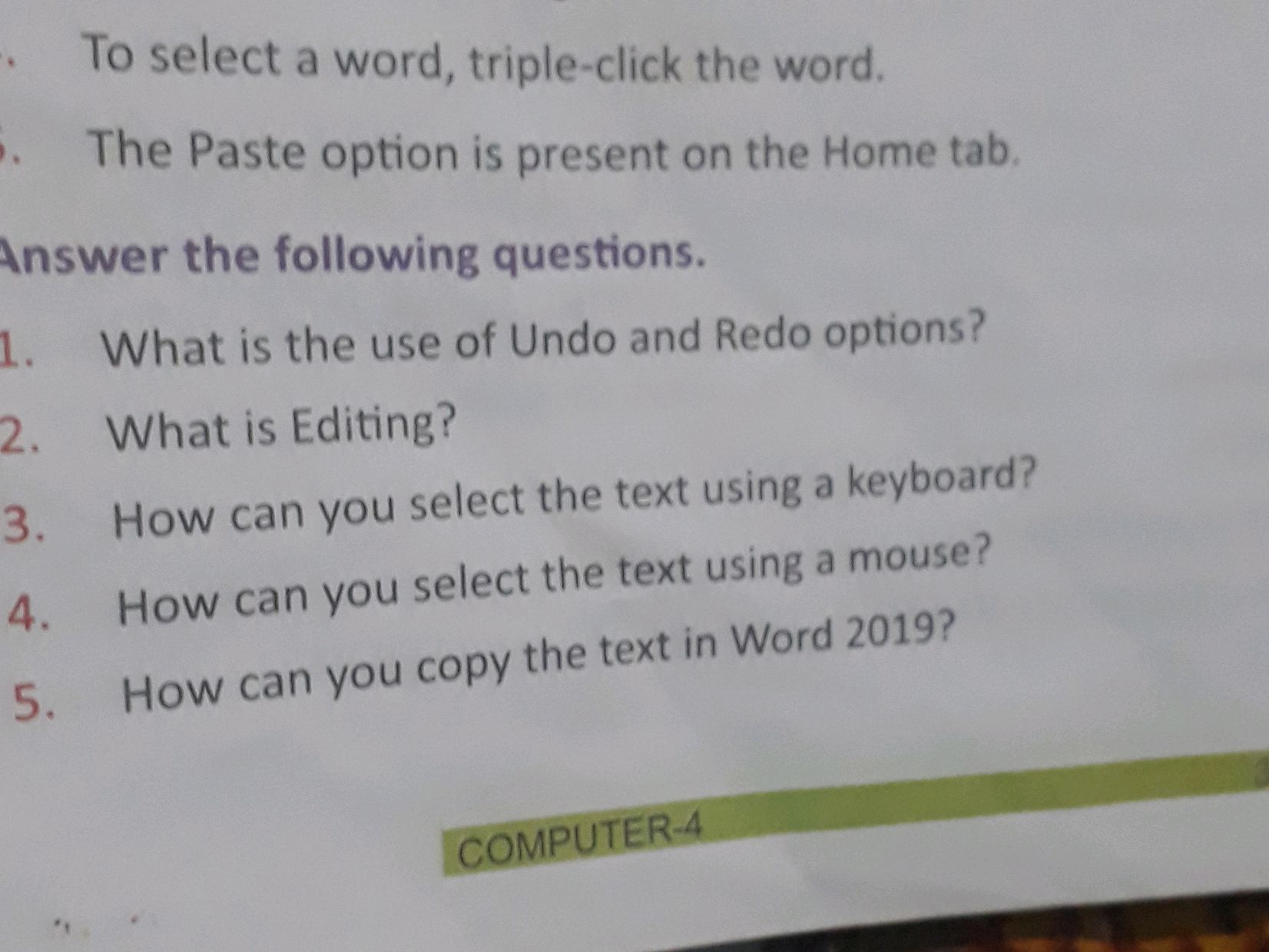 1. What is the use of Undo and Redo options? | StudyX