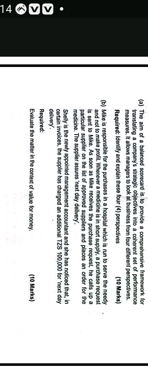 (a) The aim of a balanced scorecard is to | StudyX