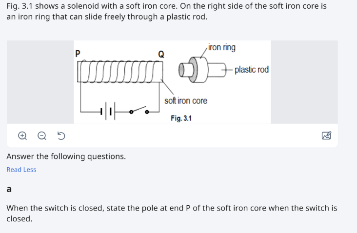 Fig. 3.1 shows a solenoid with a soft iron
