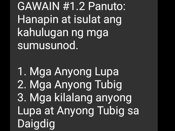 GAWAIN #1.2 Panuto: Hanapin at isulat ang | StudyX