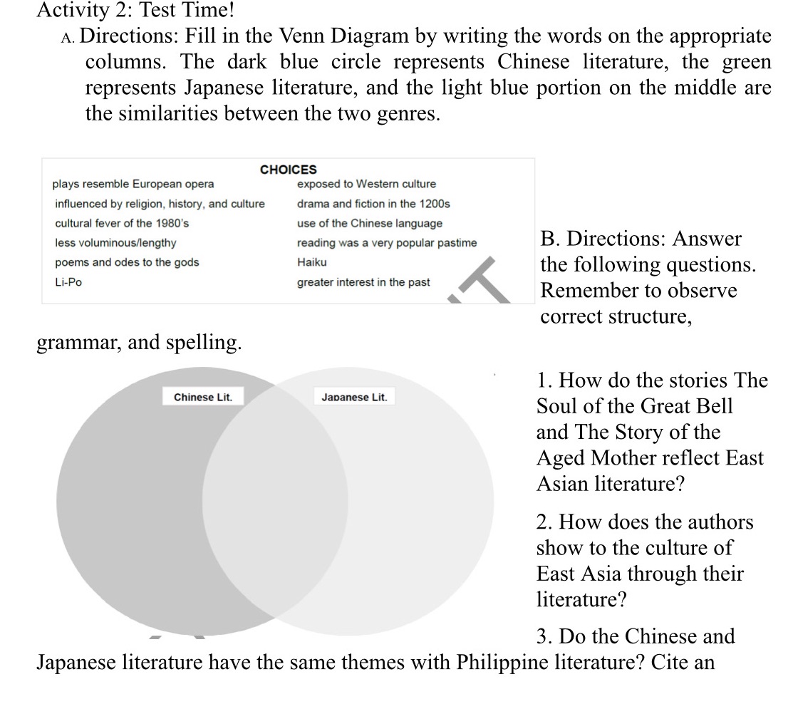 A. Directions: Fill in the Venn Diagram by | StudyX