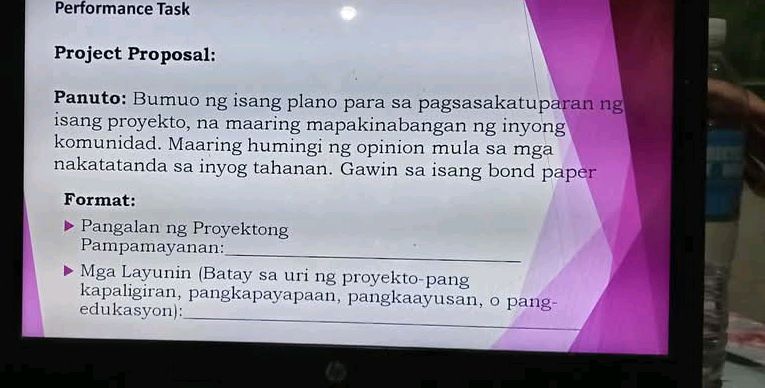 Performance Task Project Proposal: Panuto: | StudyX