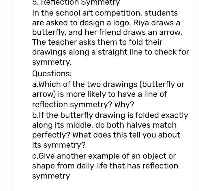 5. Reflection Symmetry In the school art | StudyX