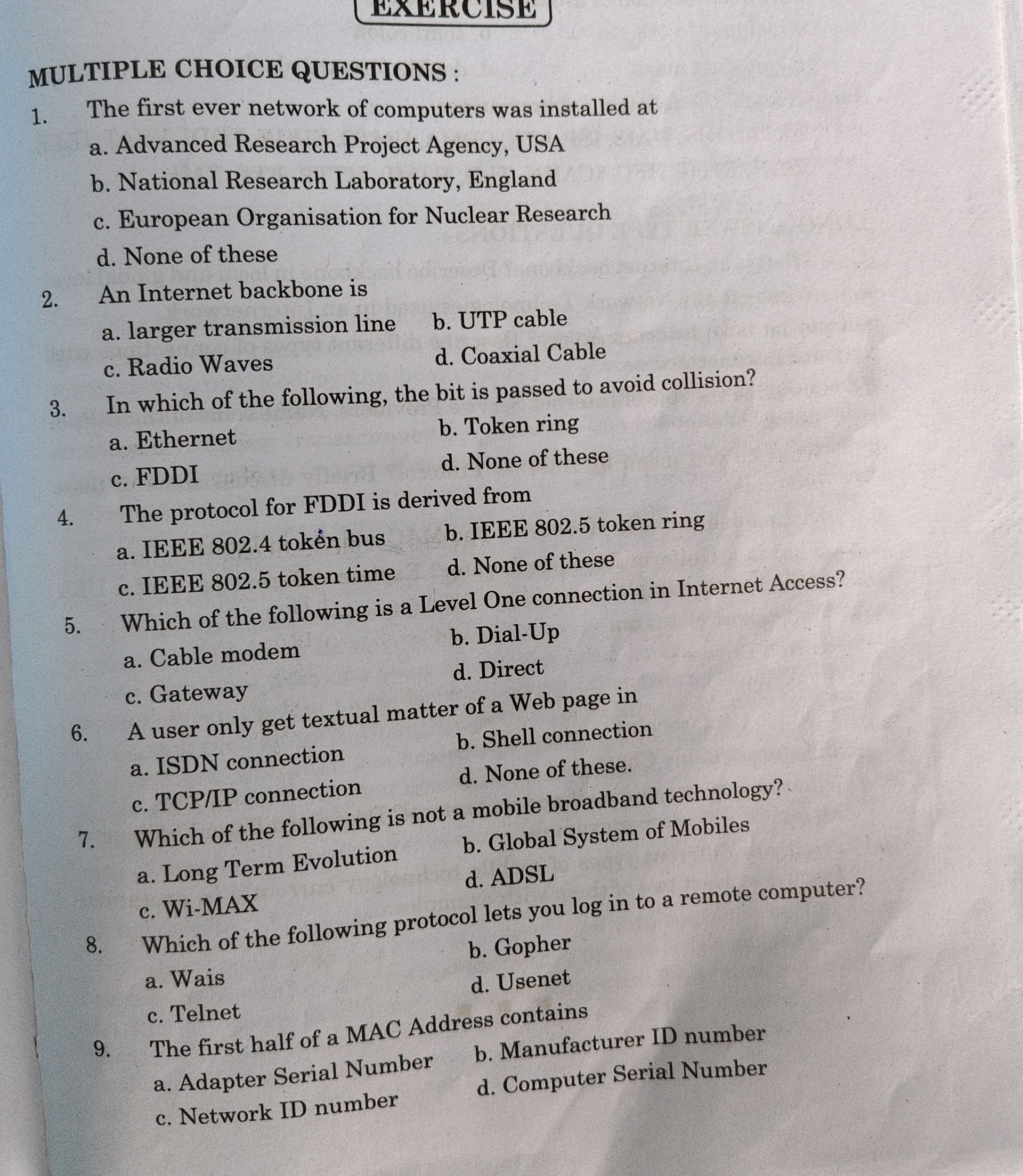 1. The first ever network of computers was | StudyX