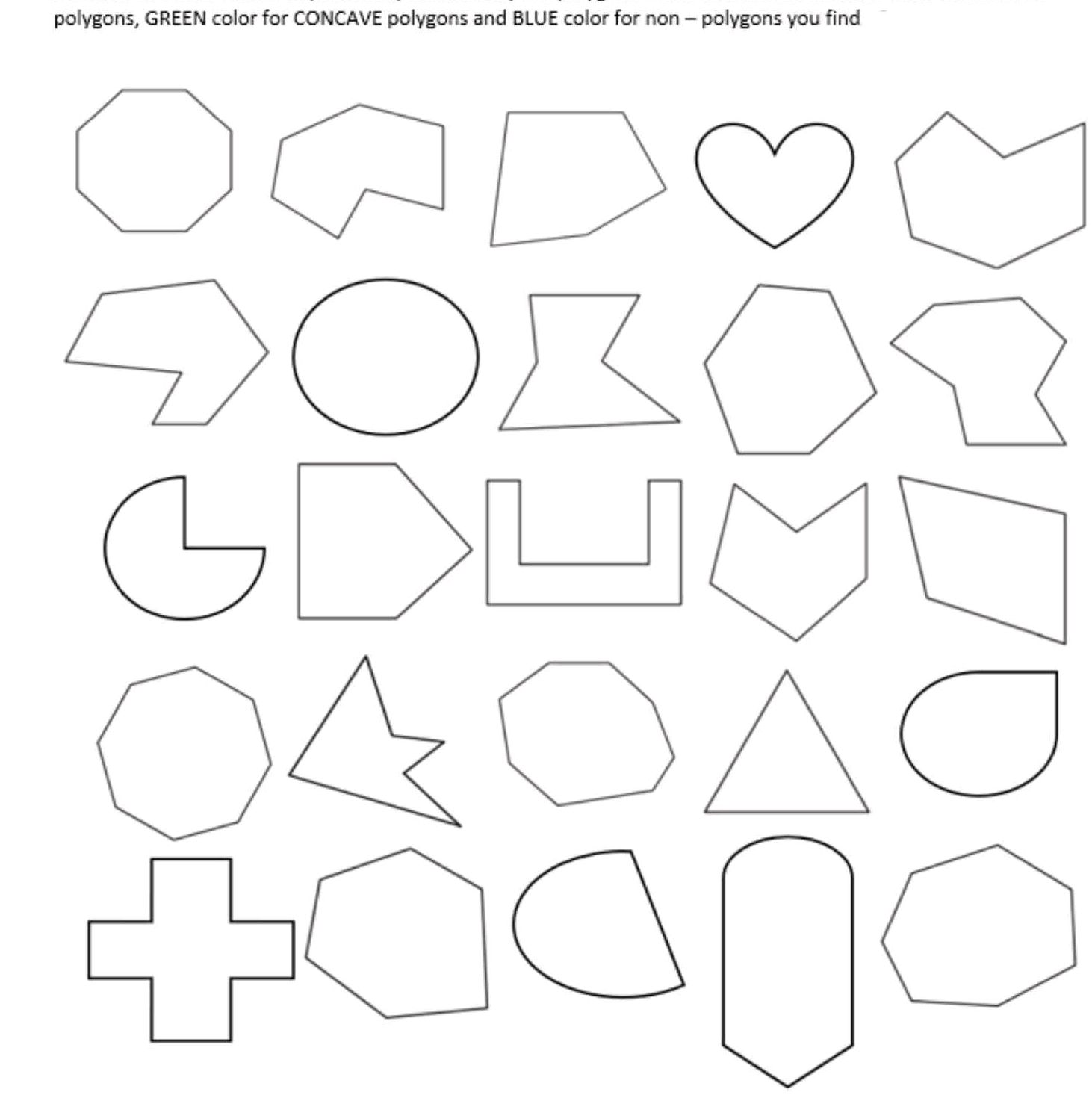 polygons, GREEN color for CONCAVE polygons | StudyX