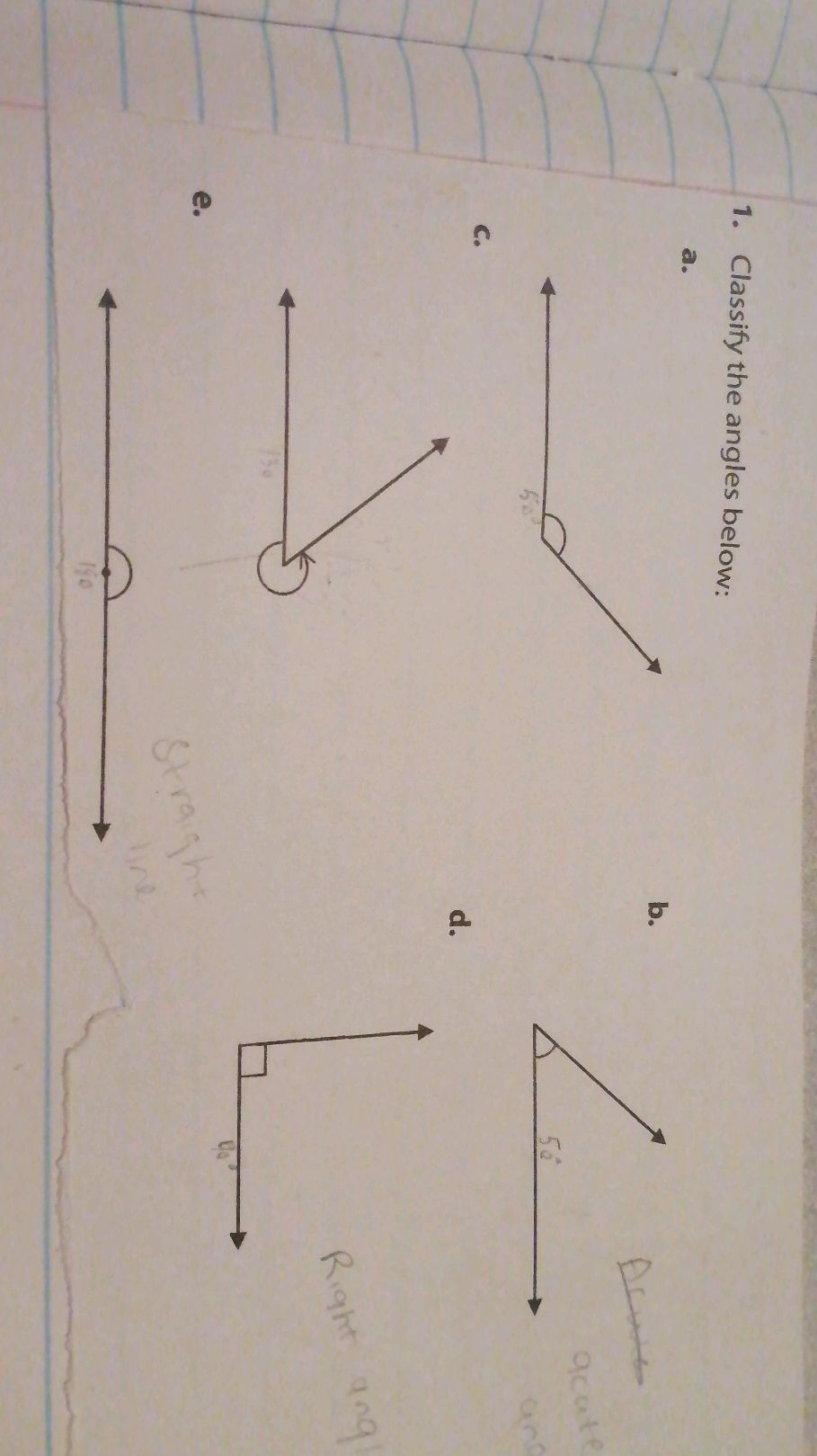 1. Classify the angles below: a. b. c. 56° | StudyX